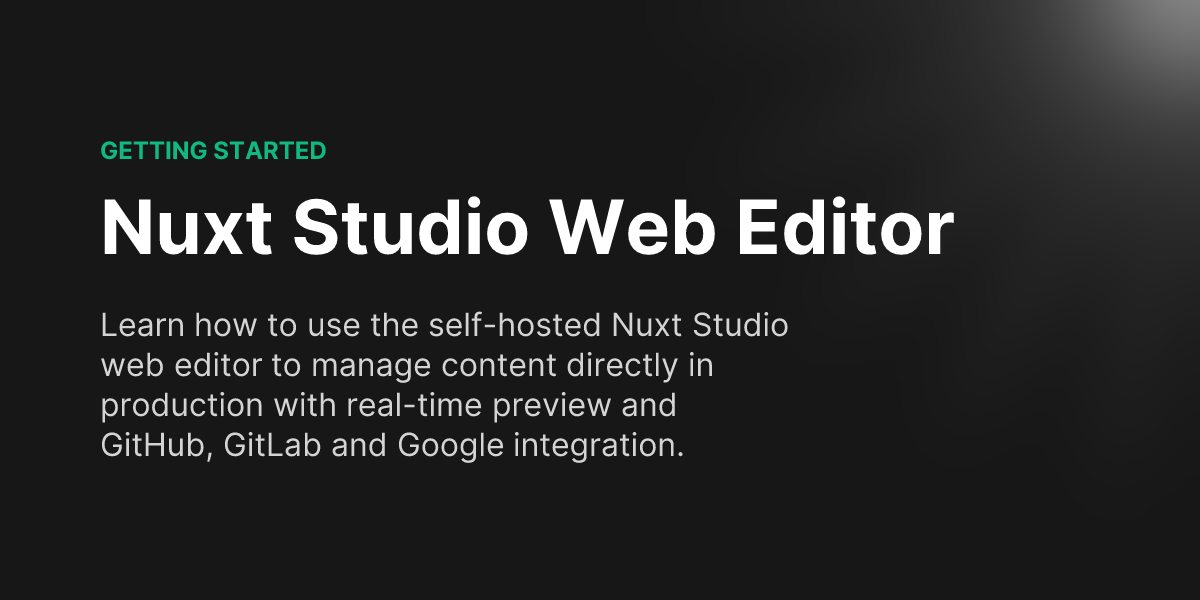 Nuxt Studio Web Editor - docs