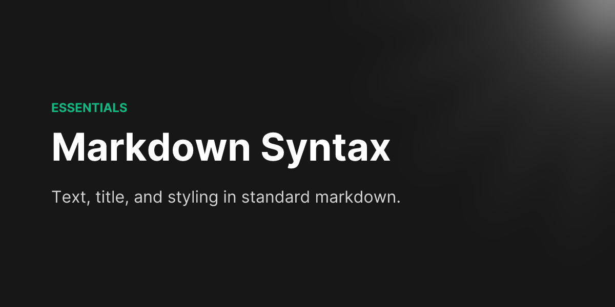 Markdown Syntax - docs